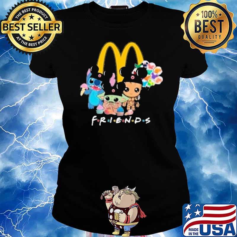 Stitch baby yoda and groot balloons friends McDonald's shirt, hoodie ...